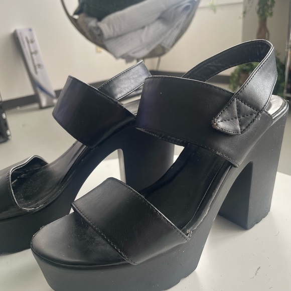 Shoes | Y2k Platform Black Leather Heels | Poshmark